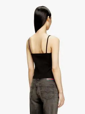 DIESEL® Ribbed Cotton Tank Top With Metal Logo Detail