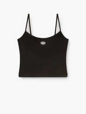 DIESEL® Ribbed Cotton Tank Top With Metal Logo Detail - Multicolor