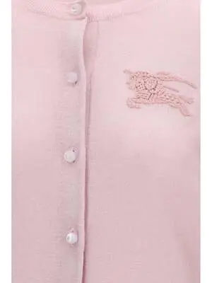 Burberry Cotton And Wool Crew Neck Cardigan With Equestrian Knight Motif