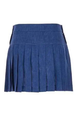 Palm Angels Pleated Denim Skirt