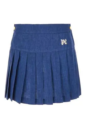 Palm Angels Pleated Denim Skirt - Multicolor
