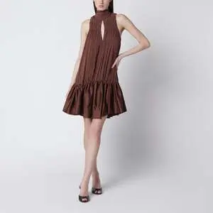 ROTATE BY BIRGER CHRISTENSEN Gathered Halter Neck Mini Dress - Brown