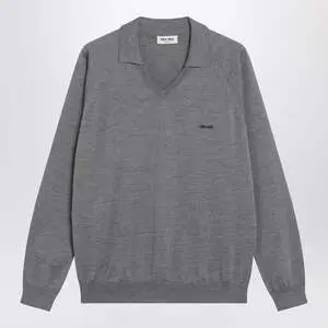 Miu Miu Wool Polo Sweater With Intarsia Logo