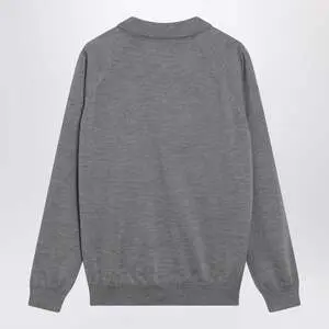 Miu Miu Wool Polo Sweater With Intarsia Logo