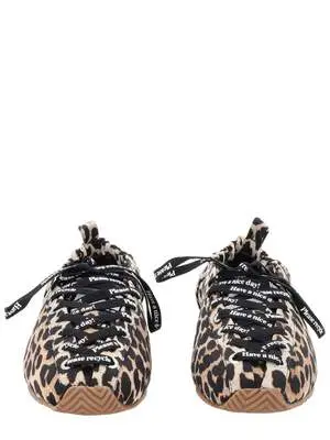GANNI Ballerina Sporty Leopard Print Flats - Multicolor