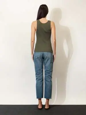 Saint Laurent Ribbed Cotton Tank Top With Cassandre Embroidery