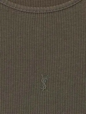 Saint Laurent Ribbed Cotton Tank Top With Cassandre Embroidery