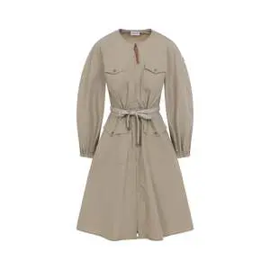 Moncler Cotton Blend Balloon Sleeve Zip-up Mini Dress
