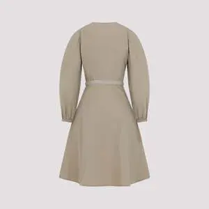 Moncler Cotton Blend Balloon Sleeve Zip-up Mini Dress
