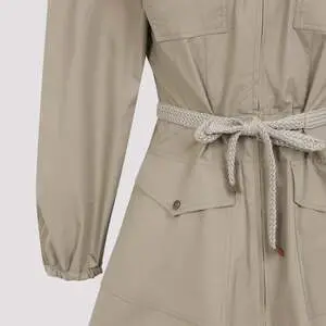 Moncler Cotton Blend Balloon Sleeve Zip-up Mini Dress