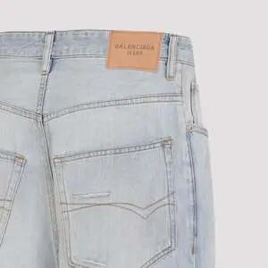 Balenciaga Baggy Distressed Cotton Jeans - Blue