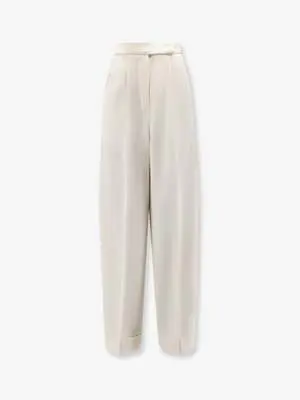 Max Mara Virgin Wool Wide-leg Trousers - Multicolor