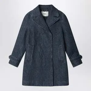 Fendi Dark Ff Quilted Denim Jacket - Blue
