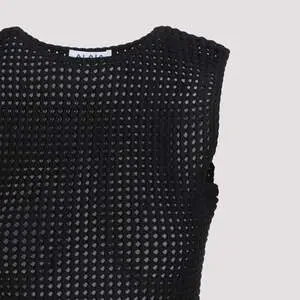 Alaïa Peplum Tank Top With Mesh Fabric - Black