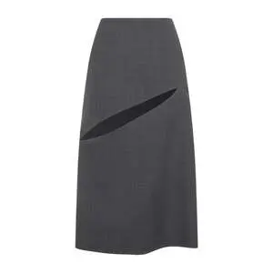 JIL SANDER Virgin Wool And Silk Blend Midi Skirt - Gray