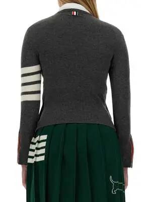Thom Browne Cashmere Sweater With Signature Stripes - Gray