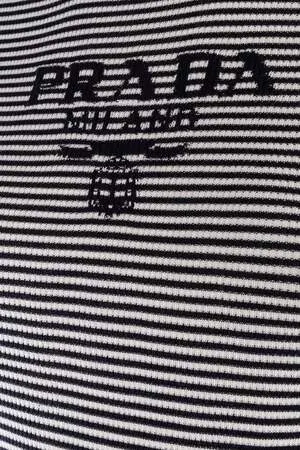 Prada Ribbed Striped T-shirt With Logo