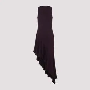 Alaïa Sleeveless Asymmetrical Draped Viscose Dress