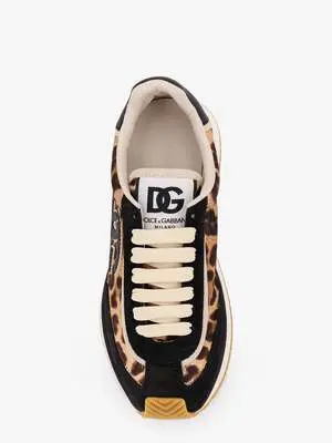 Dolce & Gabbana Animal Print Suede Lace-up Sneakers
