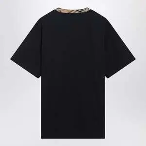 Burberry Navy T-shirt With Check Trims - Blue