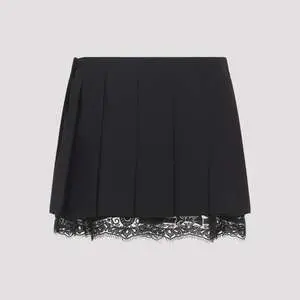 Acne Studios Wool Blend Mini Skirt With Lace Detail