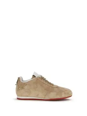 CHRISTIAN LOUBOUTIN Eleonora Suede Lace-up Sneakers With Stud Detailing