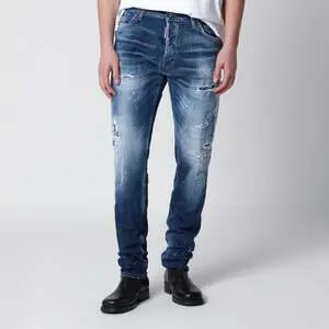 Dsquared2 Slim Washed Jeans With Distressed Details - Blue