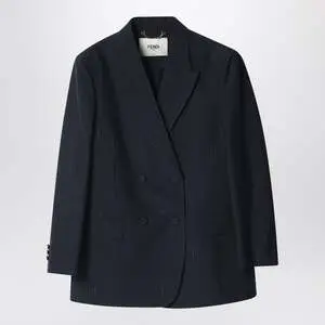 Fendi Pinstriped Wool Blazer - Blue