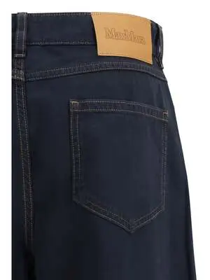 Max Mara Cotton Satin Baggy Pants - Blue