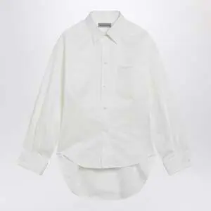 Balenciaga Cocoon Shirt In Cotton And Silk Poplin - White
