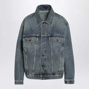 Balenciaga Kick Cotton Denim Jacket - Blue