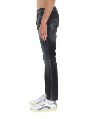 Dsquared2 Denim Jeans With Distressed Details - Black