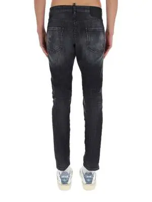 Dsquared2 Denim Jeans With Distressed Details - Black
