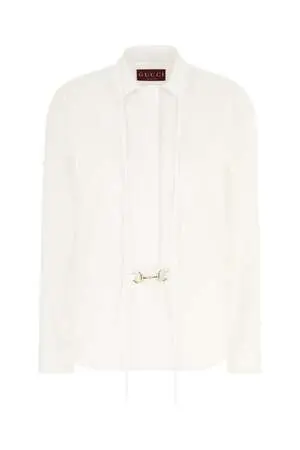 Gucci GUCCI White Clothing Coat With Gold Tone Hardware Multicolor