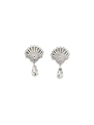 Alessandra Rich Crystal Drop Earrings - Silver