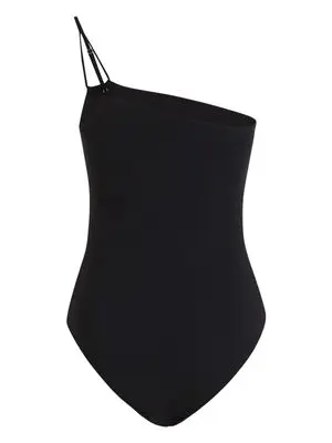 Dolce & Gabbana One-shoulder Swimsuit With Logo Plaque - Multicolor