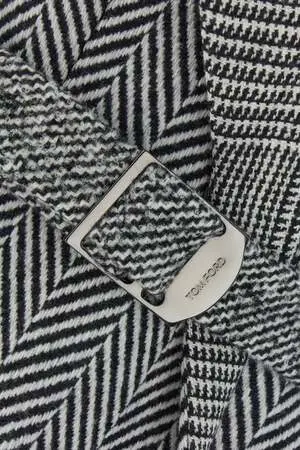 TOM FORD Houndstooth Patterned Belted Coat