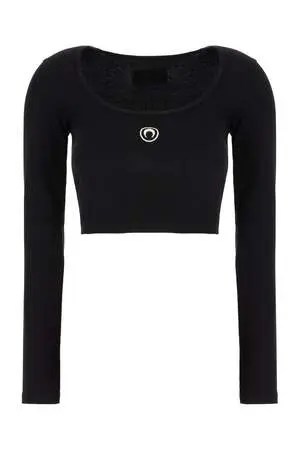 MARINE SERRE Cropped Ribbed Top With Emblem