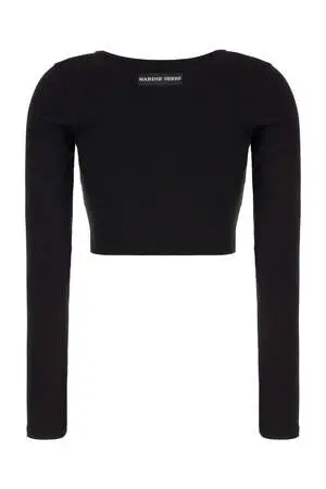 MARINE SERRE Cropped Ribbed Top With Emblem