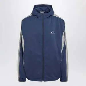 Balenciaga Washed Effect Technical Satin Track Jacket - Blue