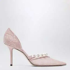 JIMMY CHOO Lace Decollete With Pearl Decoration - Pink