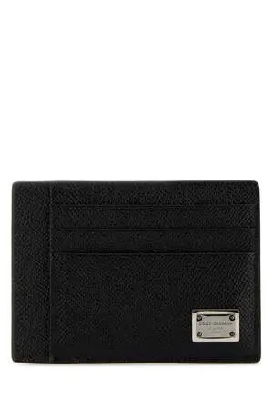 Dolce & Gabbana Card Holder In Vitello Leather - Black