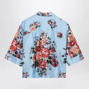 Dolce & Gabbana Silk Twill Floral Print Shirt - Blue