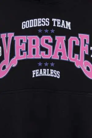 Versace Black Graphic Print Cotton Hoodie