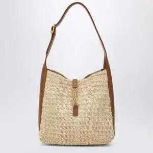 Saint Laurent Le 5 À 7 Small Raffia And Leather Bag - Cream
