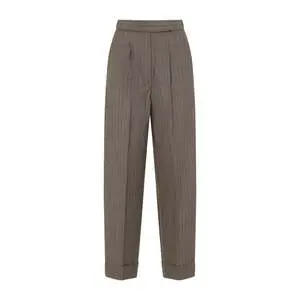 Max Mara Manetta Tailored Pinstriped Wool Trousers - Brown