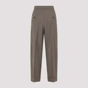 Max Mara Manetta Tailored Pinstriped Wool Trousers - Brown