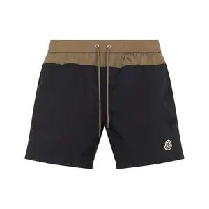 Moncler Polyamide Swim Shorts With Logo Detail - Black