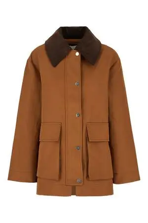 GANNI GANNI Cotton Blend Jacket With Corduroy Collar Multicolor