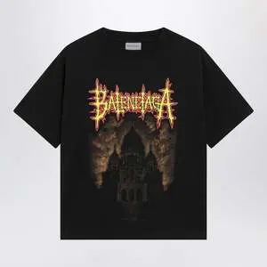 Balenciaga Sacré Cœur Print Medium-fit Cotton T-shirt - Black